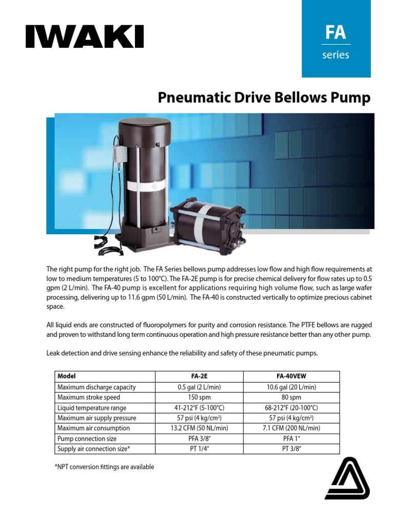 Iwaki: Pneumatic Drive Bellows Pump | PDF
