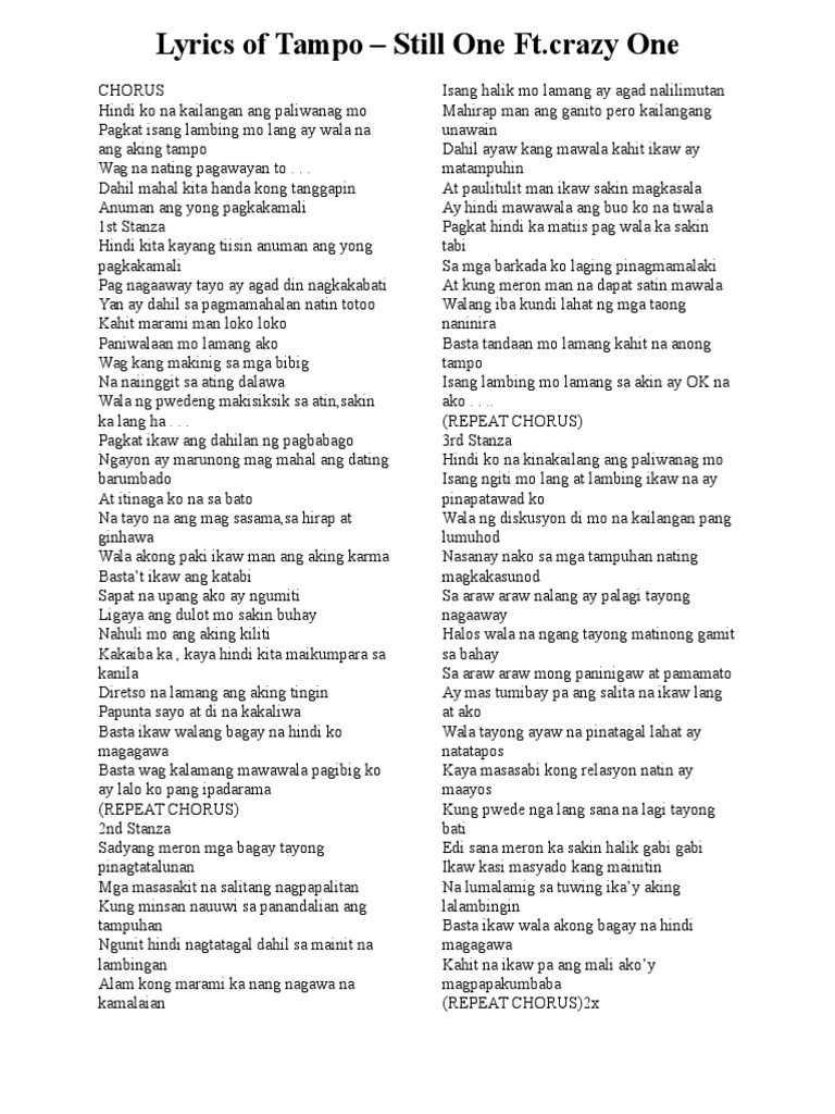 Lyrics of Tampo | PDF
