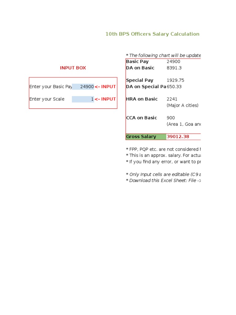 10th BPS Officers Salary Calculation by Bankoncepts | PDF