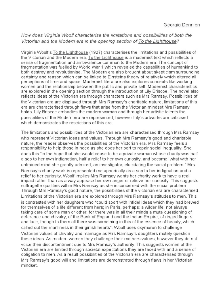 Modern:Victorian Era To The Lighthouse Essay | PDF | To The Lighthouse ...
