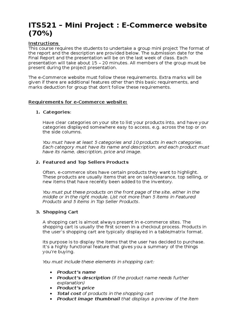 E-Commerce Mini Project Guidelines | PDF | Websites | Social Networking ...