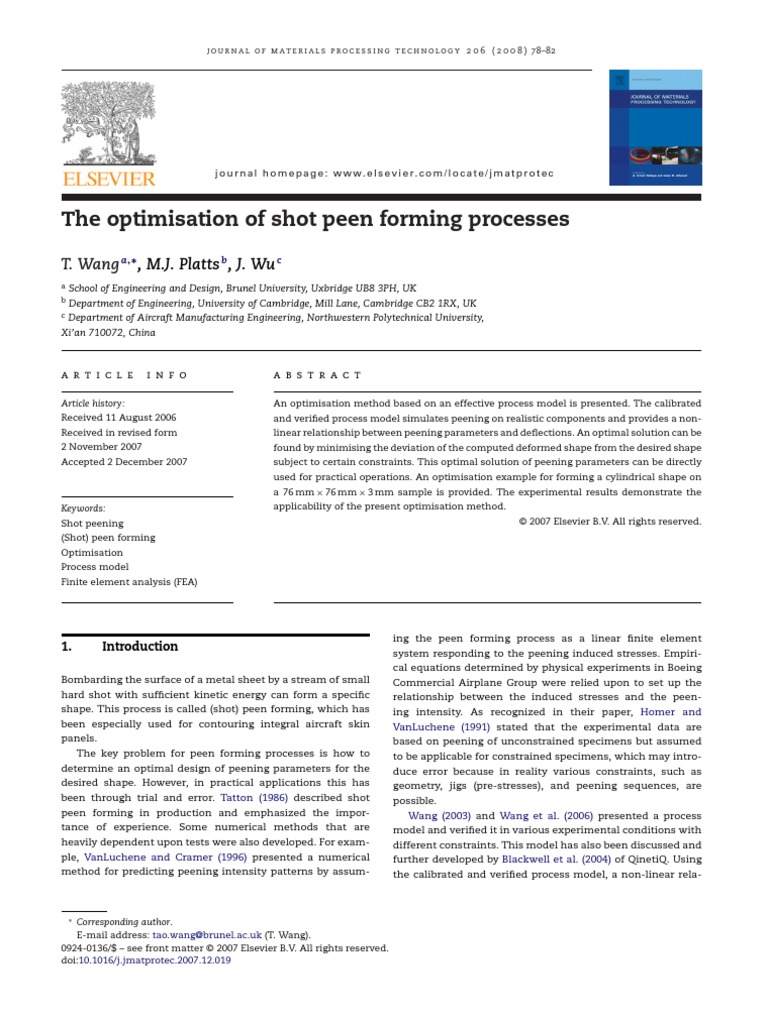 The Optimisation of Shot Peen Forming Processes | PDF | Yield ...