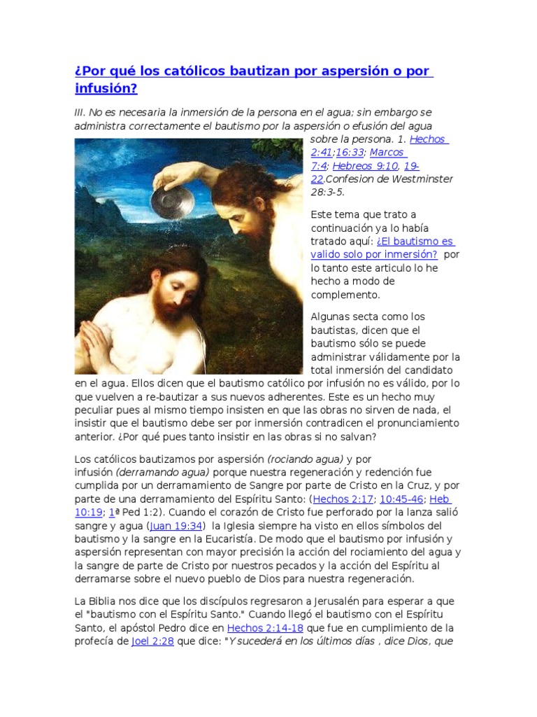 Bautismo Por Aspersion y Infusion | PDF | Bautismo | La resurrección de ...