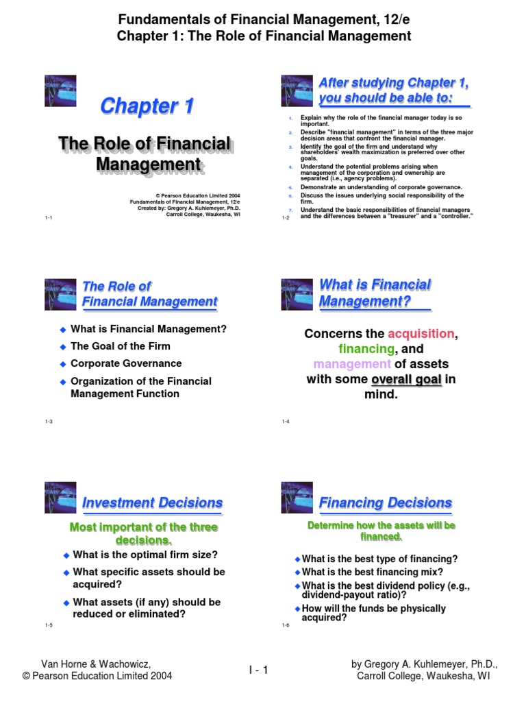 Chapter 1: The Role of Financial Management | PDF | Corporate ...