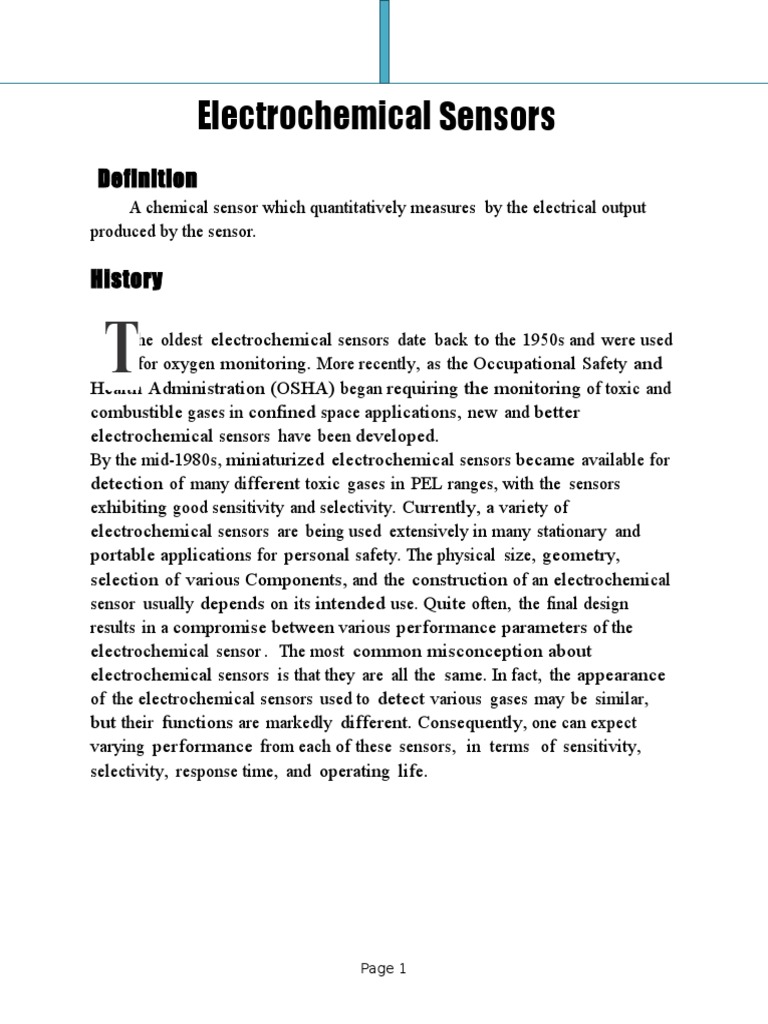 Electrochemical Sensor1 | PDF | Electrochemistry | Anode