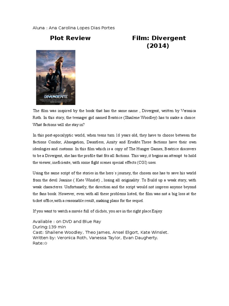 Plot Review Film: Divergent (2014) | PDF