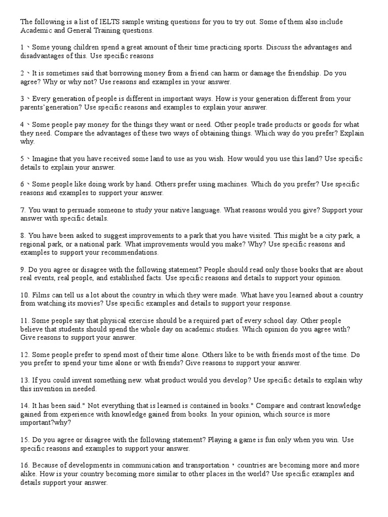 IELTS Sample Writing Questions | International English Language Testing ...