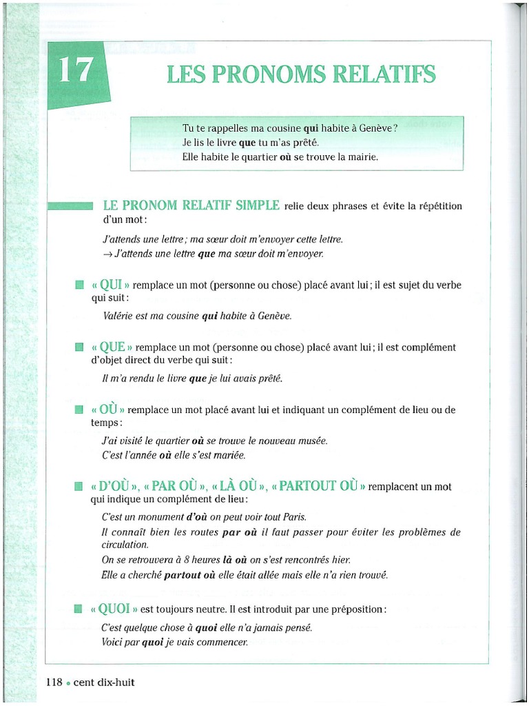 Les Pronoms Relatifs Exercices2