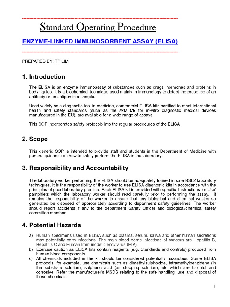 Sop Elisa | PDF | Elisa | Medical Specialties
