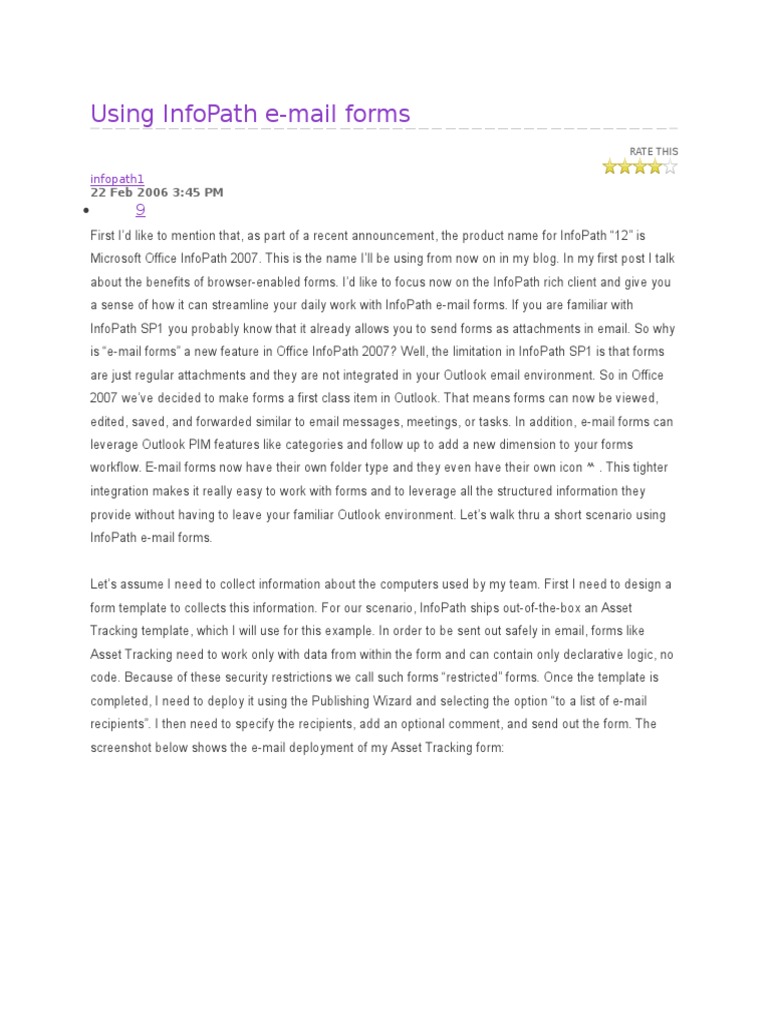 Ms Infopath | PDF | Microsoft Visual Studio | Microsoft Outlook
