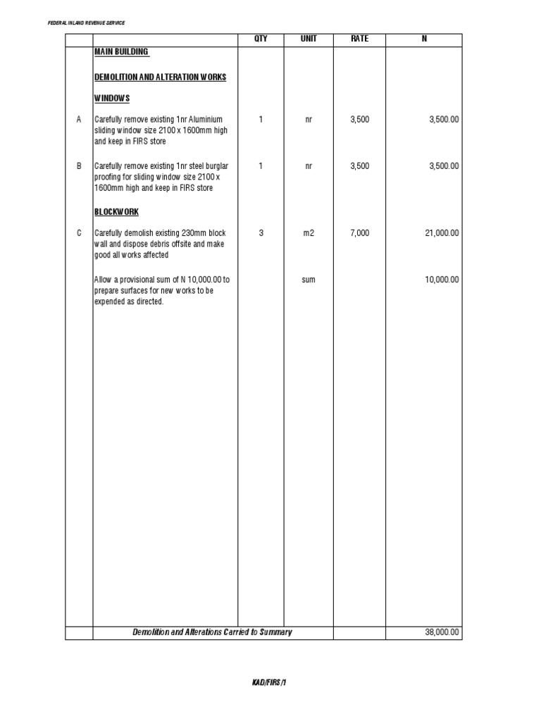 FIRS Building Staircase Works | PDF | Demolition | Concrete