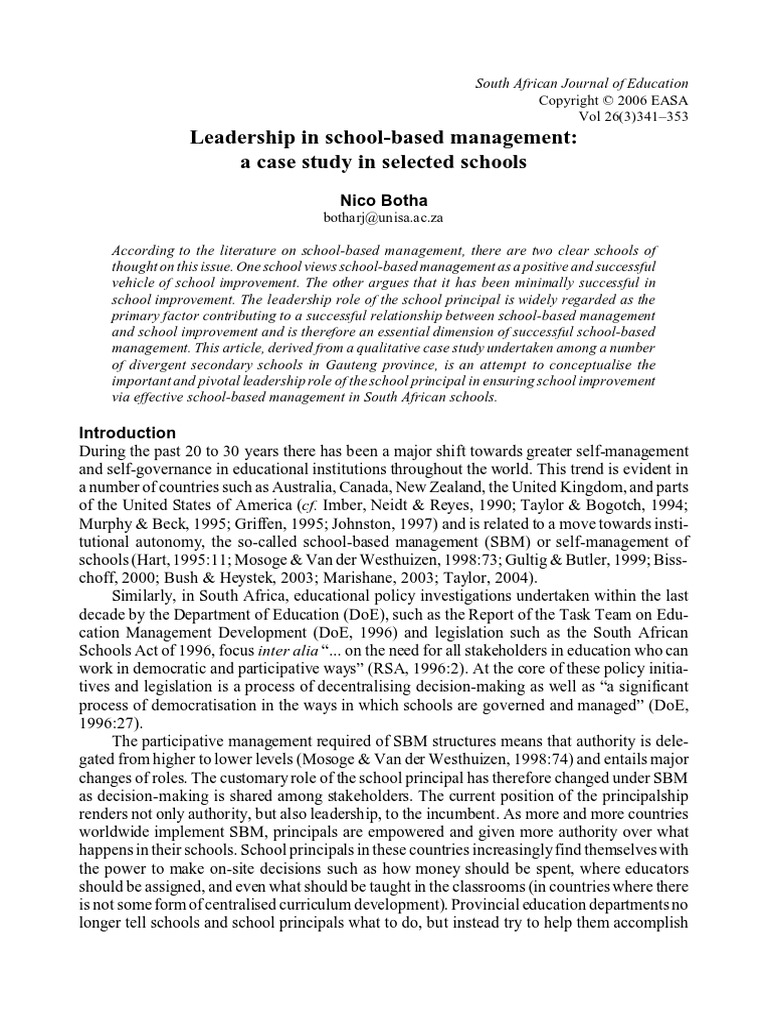 Leadership in School-Based Management - A Case Study in Selected ...