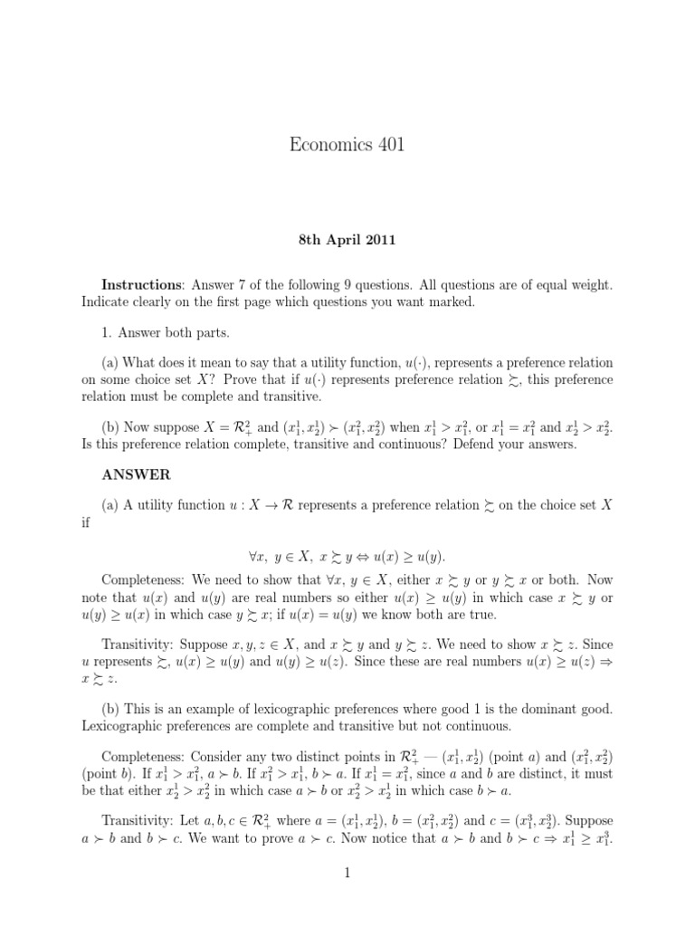Economics Exercises | PDF | Utility | Economic Equilibrium