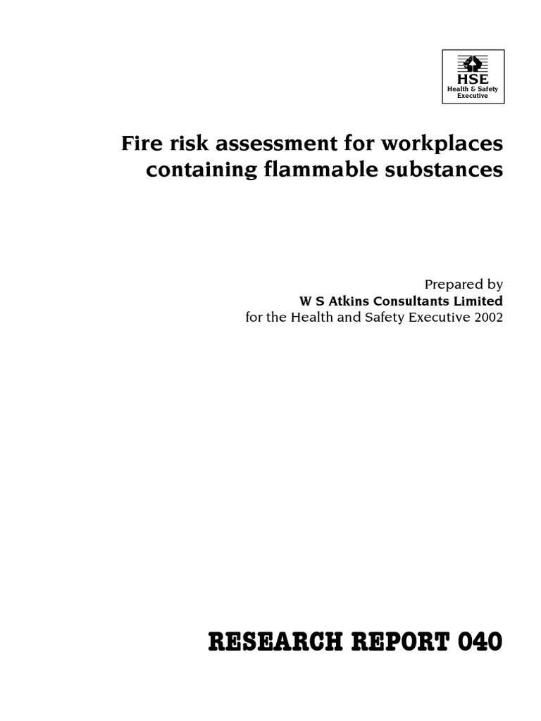 Fire Risk Assessment For Workplaces Containing Flammable Substances ...