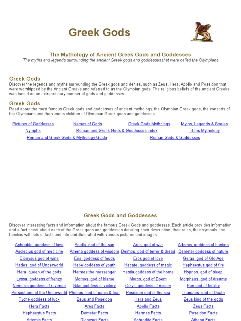 Greek Gods | PDF | Twelve Olympians | Zeus