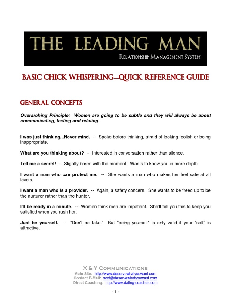 Decoding Women Quick Reference | PDF | Intimate Relationships | Psychology