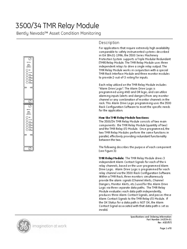 3500 34 TMR Relay Module Datasheet 141534 | PDF | Relay | Input/Output