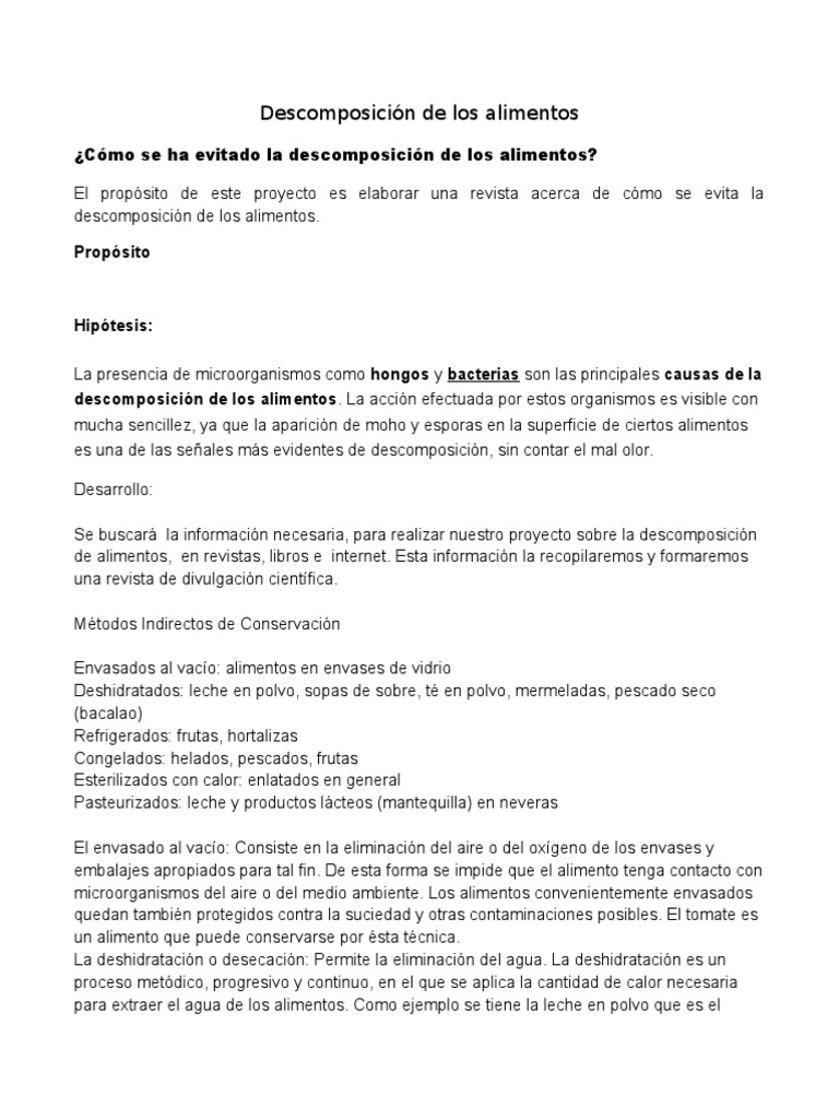 Descomposición de Los Alimentos - ET | PDF