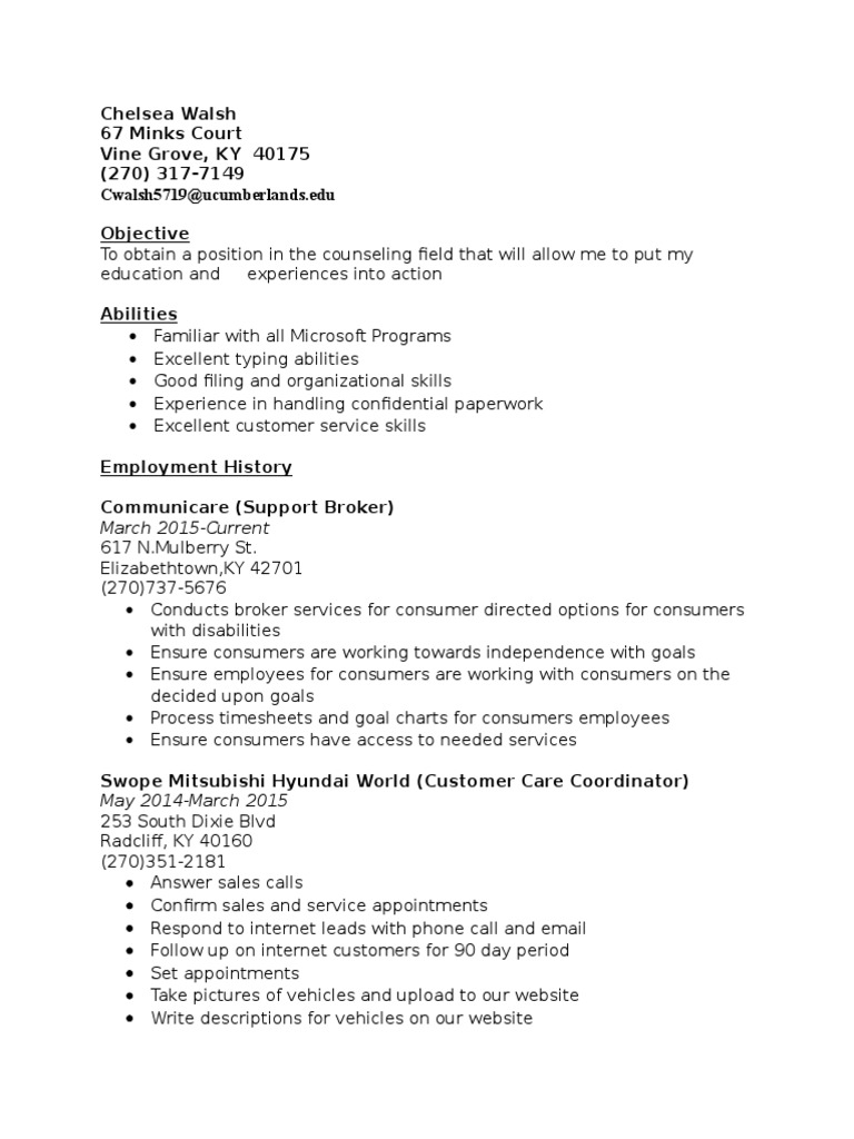 C Walsh Resume 2015 | PDF