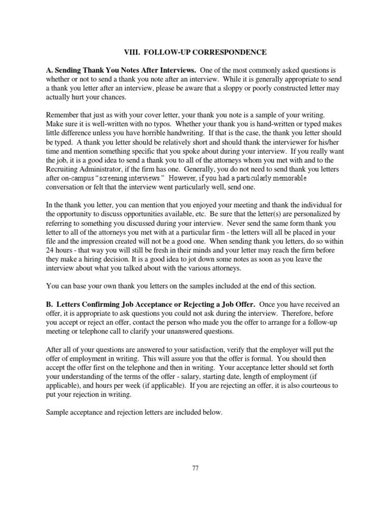 Follow-Up Thank You Letters Examples | PDF | Law Clerk | Lawyer