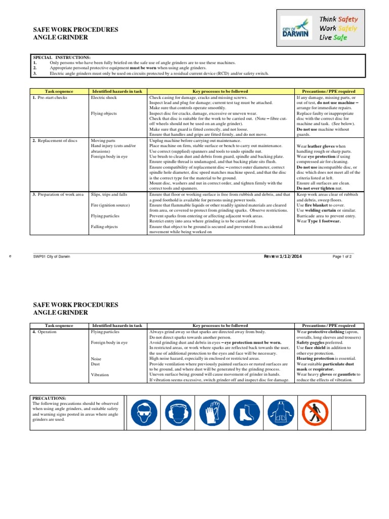 Angle Grinder.PDF | Personal Protective Equipment | Equipment