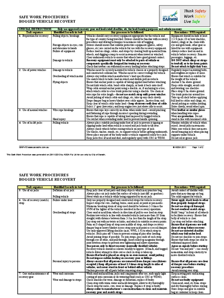 Bogged Vehicle Recovery PDF | PDF | Rope | Anchor