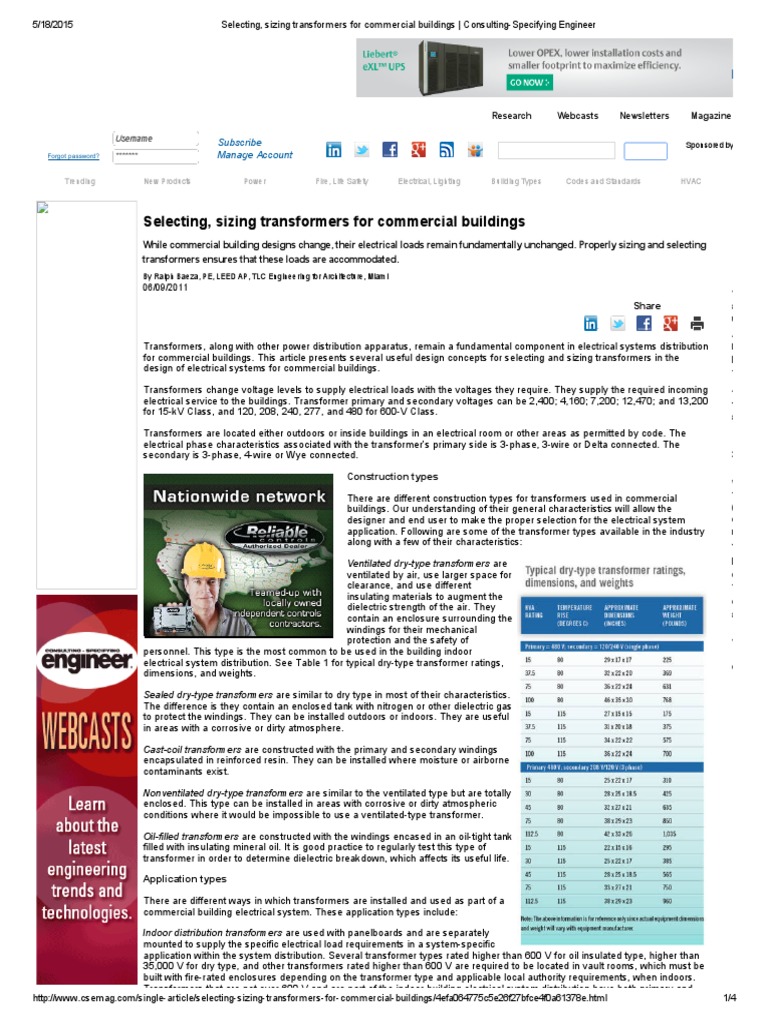 Selecting, Sizing Transformers For Commercial Buildings - Consulting ...