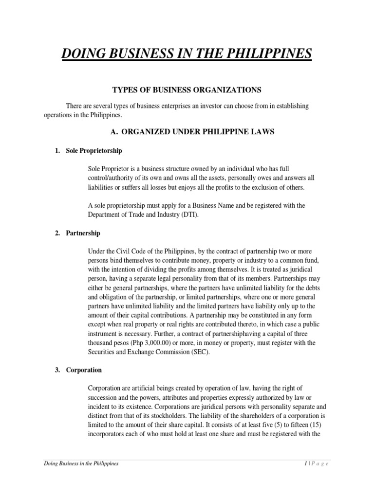 Doing Business in The Philippines 12 20 12 | PDF | Business