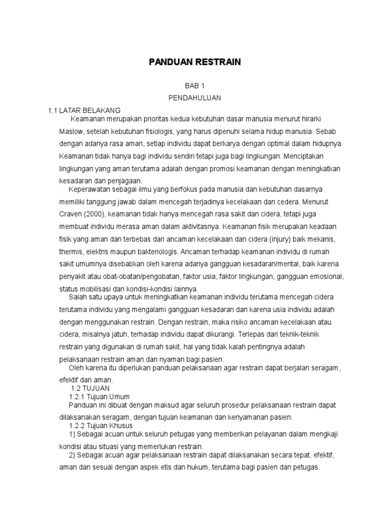 Panduan Pelayanan Restrain | PDF