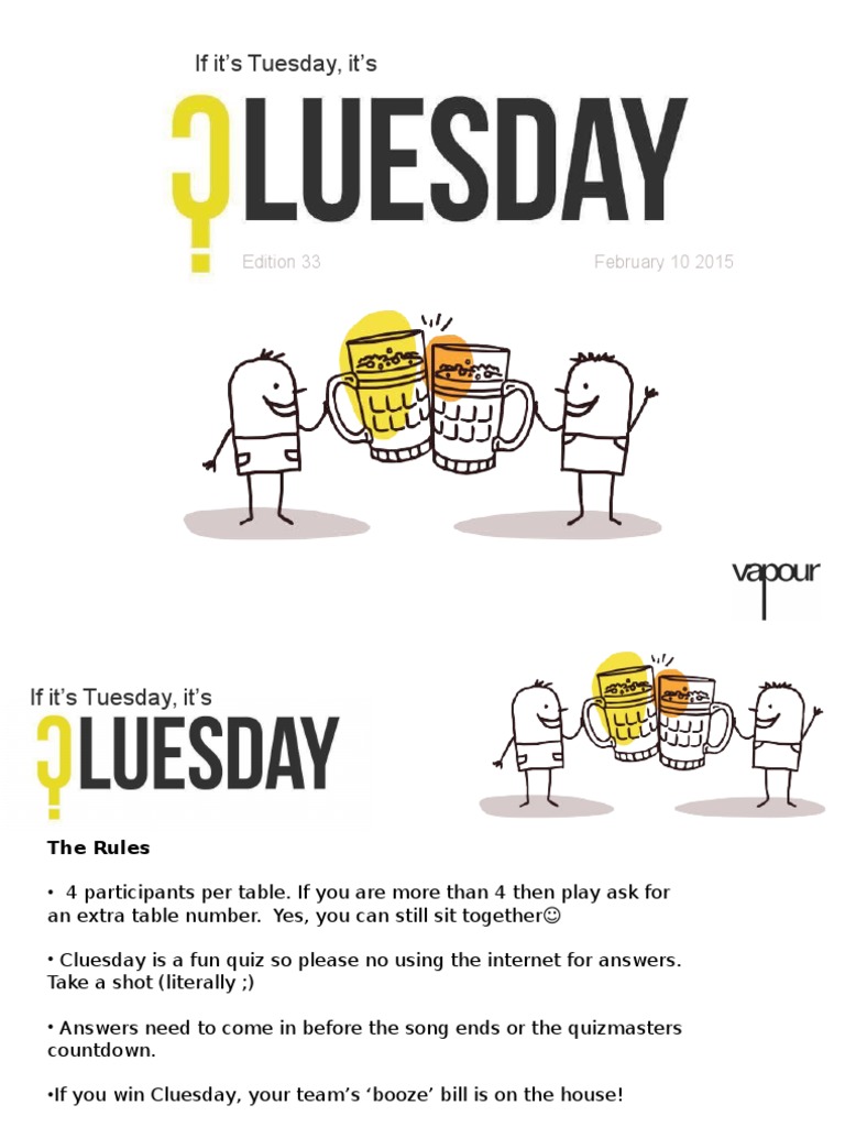 If It's Tuesday, It's: Edition 33 February 10 2015 | PDF | Leisure
