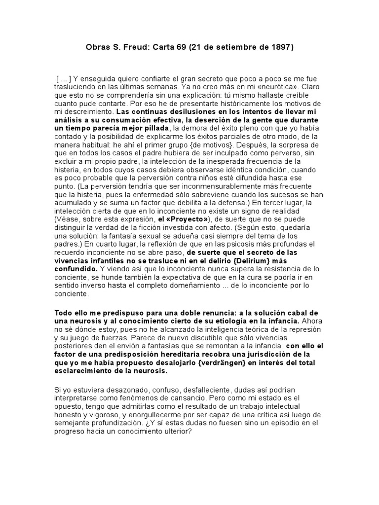 Carta 69 | PDF | Sigmund Freud | Salud mental