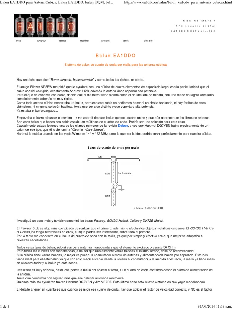 Balun EA1DDO Para Antena Cubica, Balun EA1DDO, Balun I0QM, Balun I4BBE ...