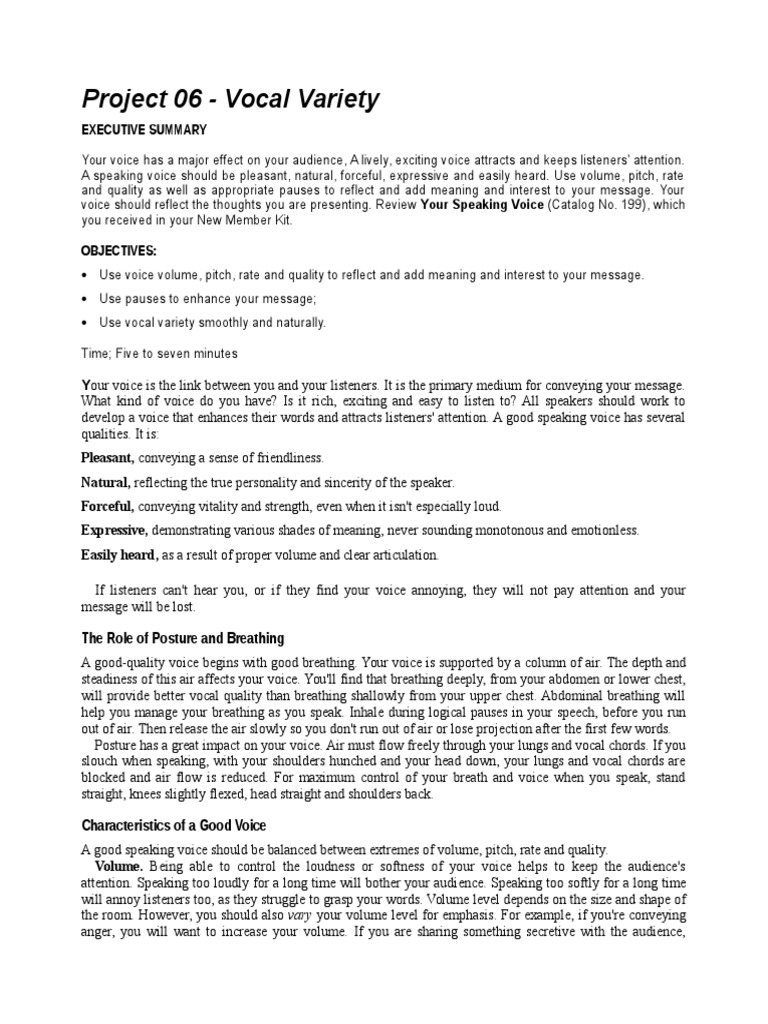 Mastering Vocal Variety in Speech | PDF | Breathing | Nonverbal ...