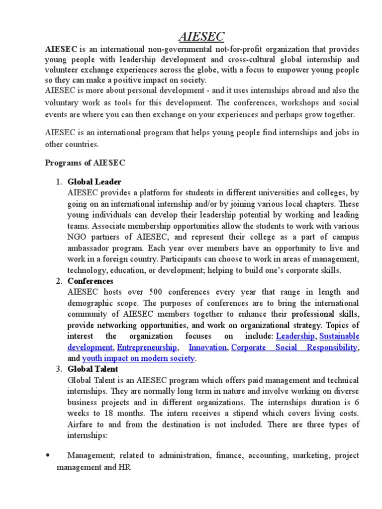 AIESEC Intro | PDF | Business | Teaching And Learning