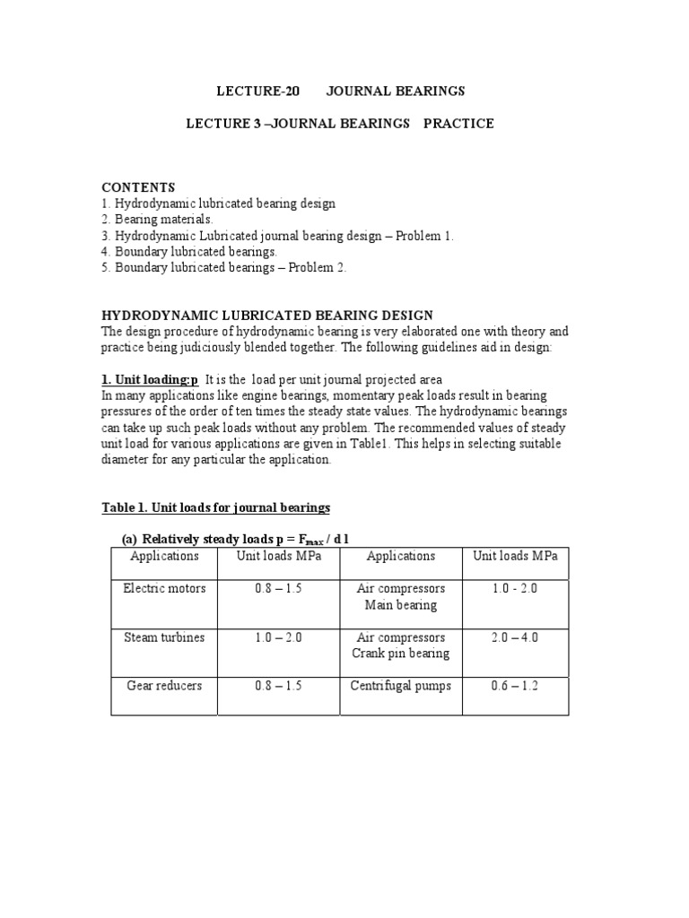 Journal Bearings Practice.pdf | Bearing (Mechanical) | Wear