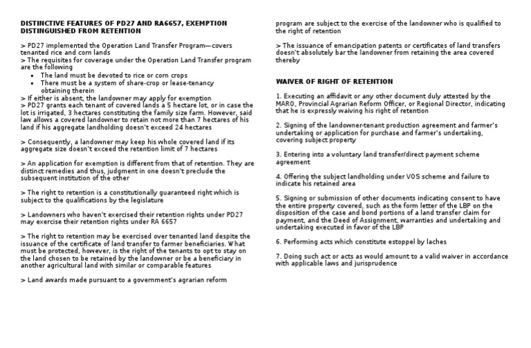 Distinctive Features of Pd27 and Ra6657 | PDF | Private Law | Common Law