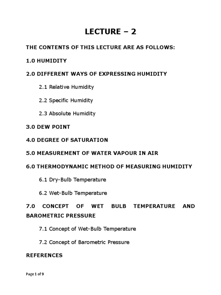 Lecture 2 | PDF | Humidity | Relative Humidity
