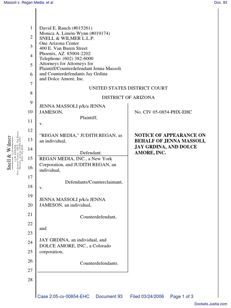 Massoli v. Regan Media, Et Al - Document No. 93 | PDF | Courts | Justice