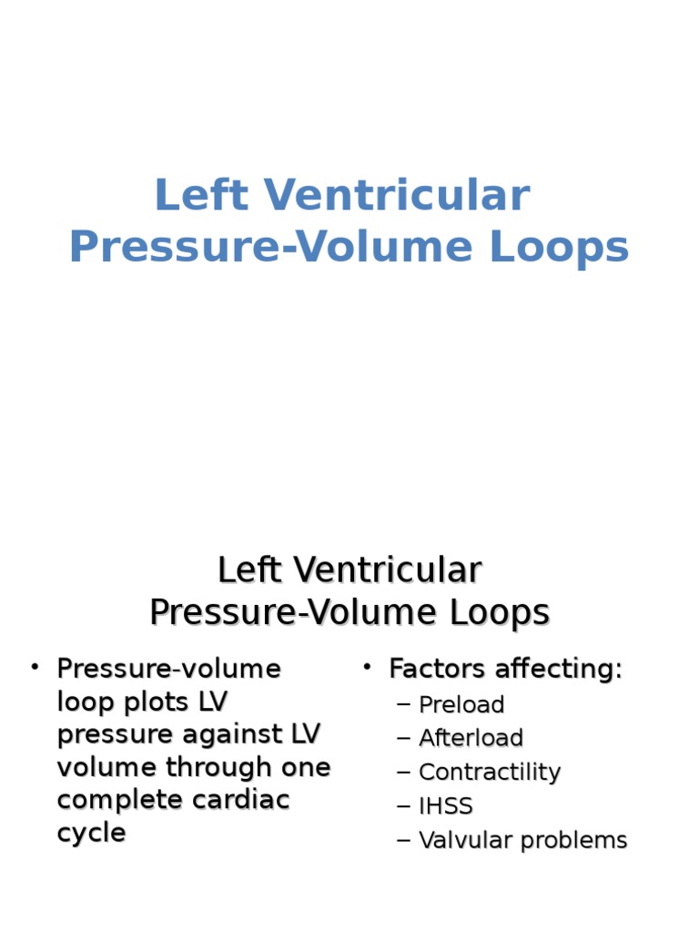 Left Ventricular Pressure-Volume Loops | PDF | Ventricle (Heart ...