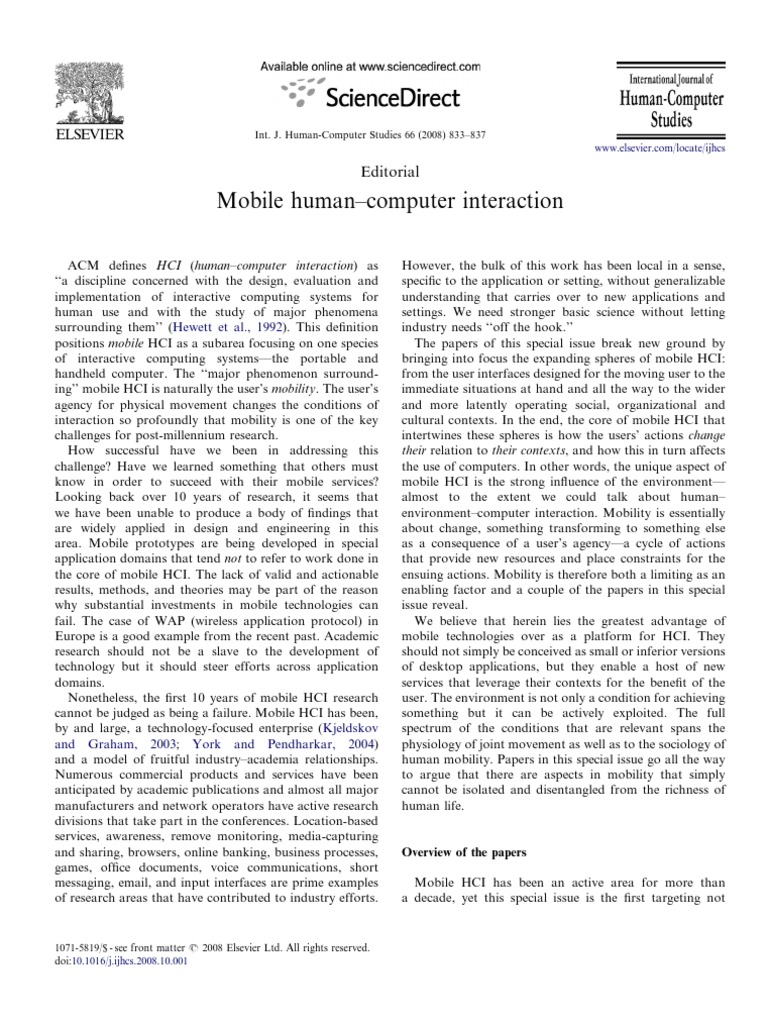 Mobile Human Computer Interaction Pdf Human Computer Interaction Communication
