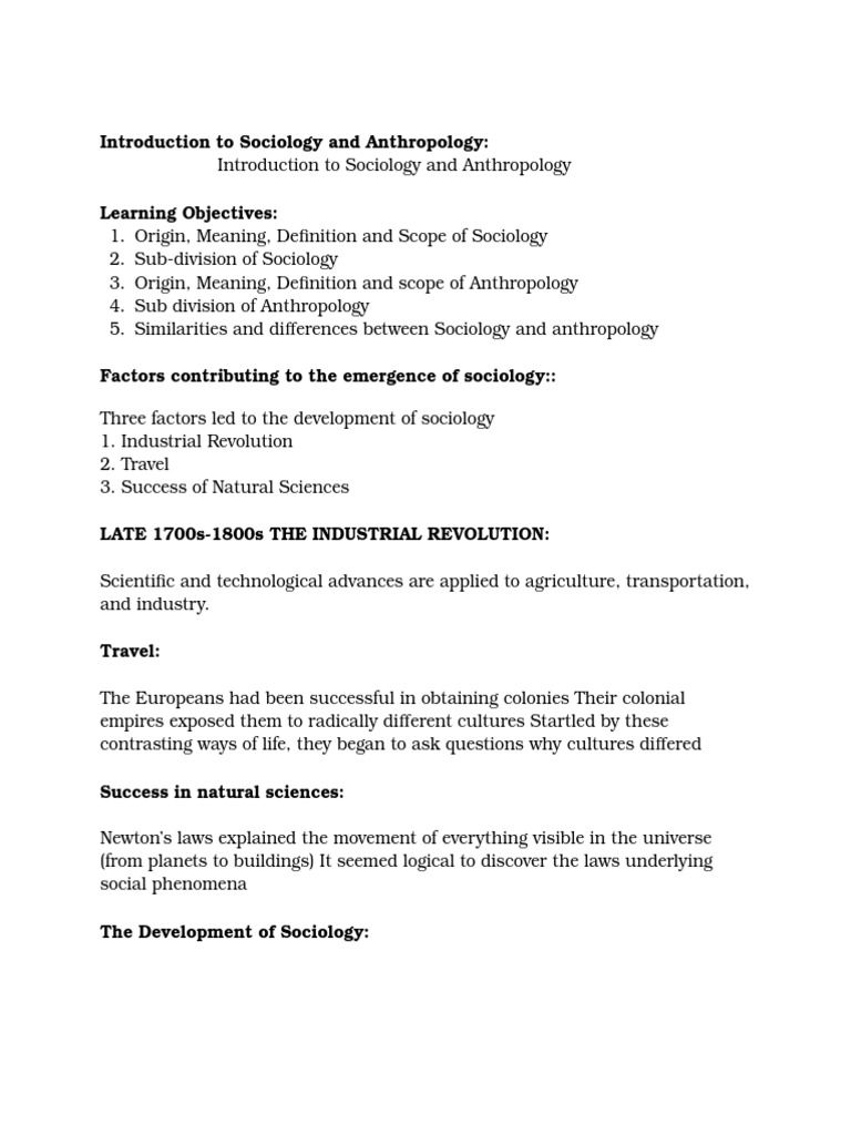 Introduction To Sociology and Anthropology | PDF | Sociology | Anthropology
