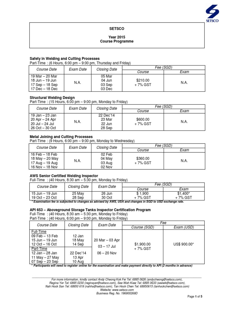 SETSCO welding and inspection courses | PDF | Cheque | Payments