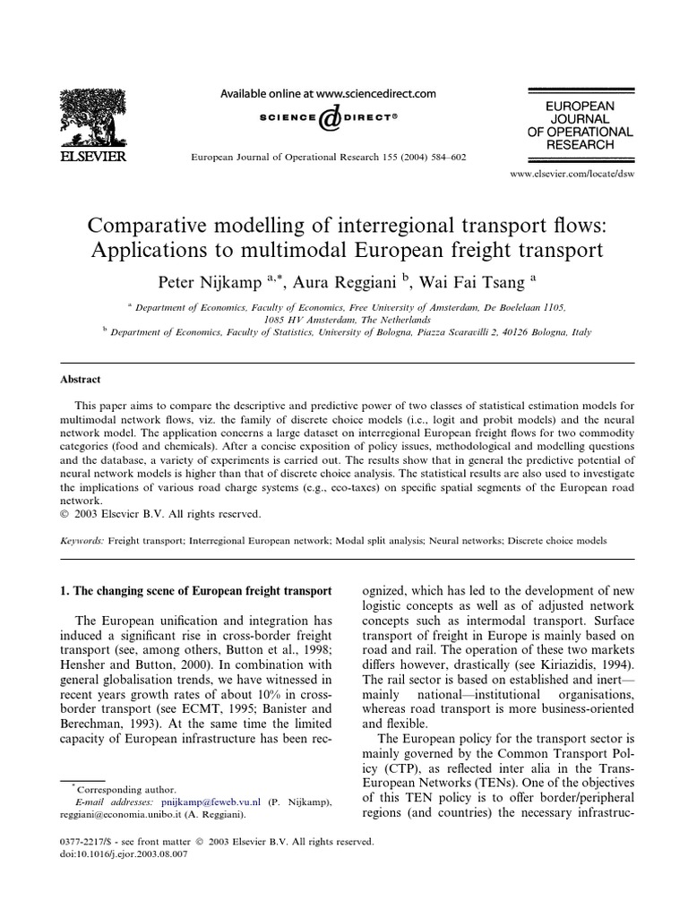 European Freight Transport Models Analysis | PDF | Cross Validation ...
