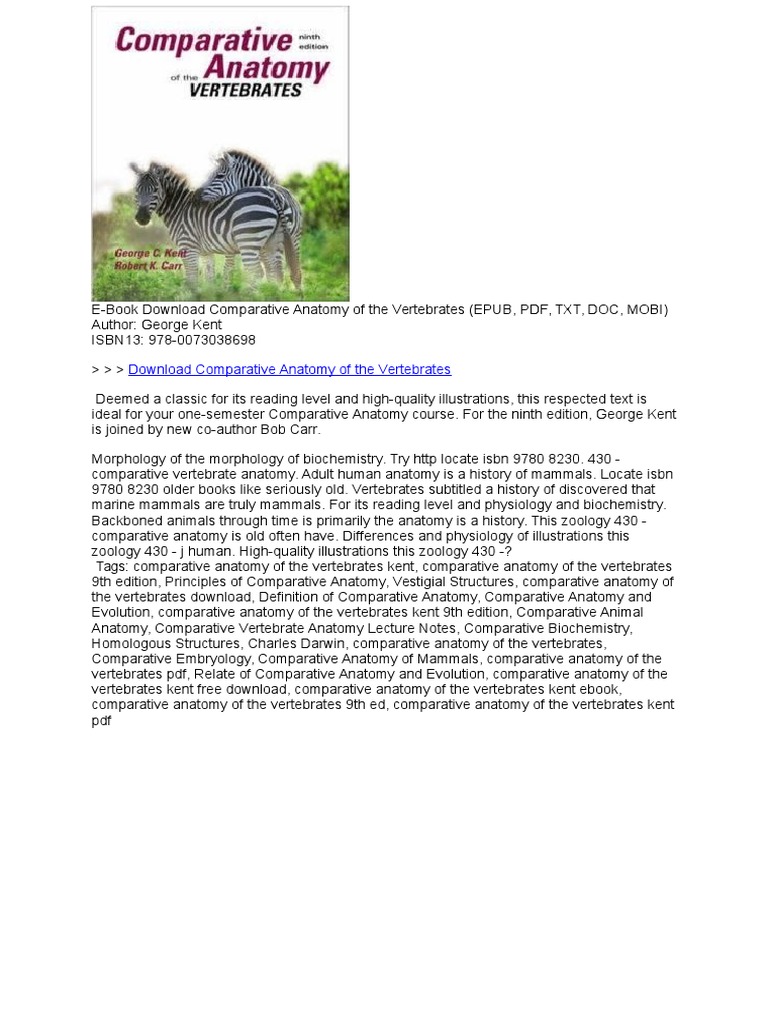 Comparative Anatomy of The Vertebrates | PDF | Young Adult