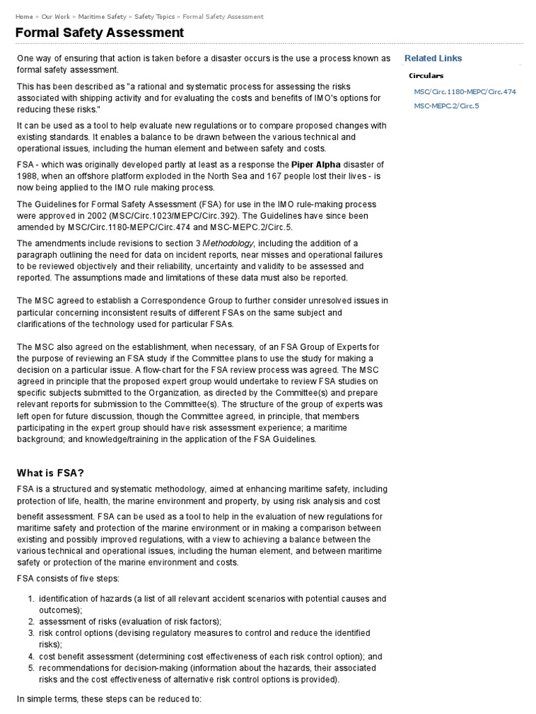 IMO - Formal Safety Assessment | PDF | Risk | Safety