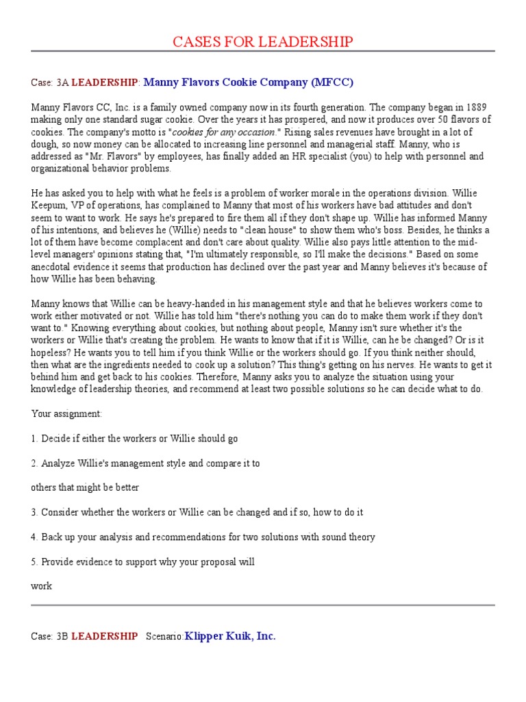 Cases For Leadership | PDF | Leadership | Expert