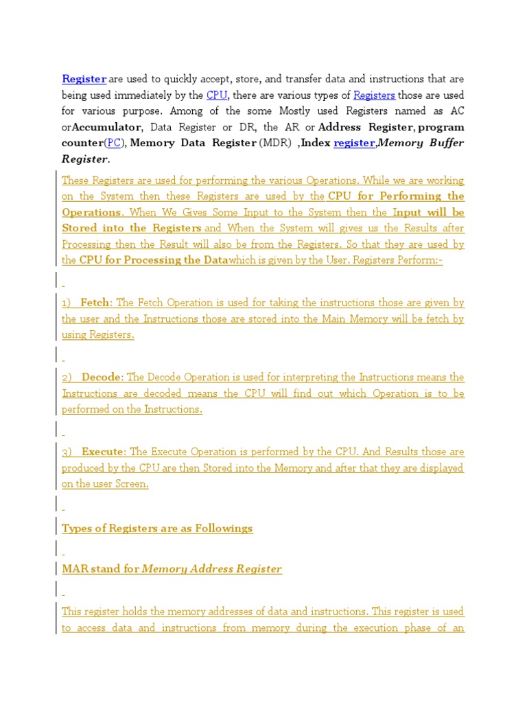 CPU Registers | PDF | Central Processing Unit | Instruction Set