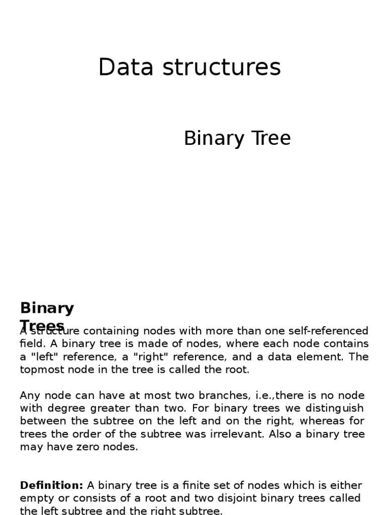 Data Structures Binary Tree Pdf Computer Data Algorithms And Data Structures 6939