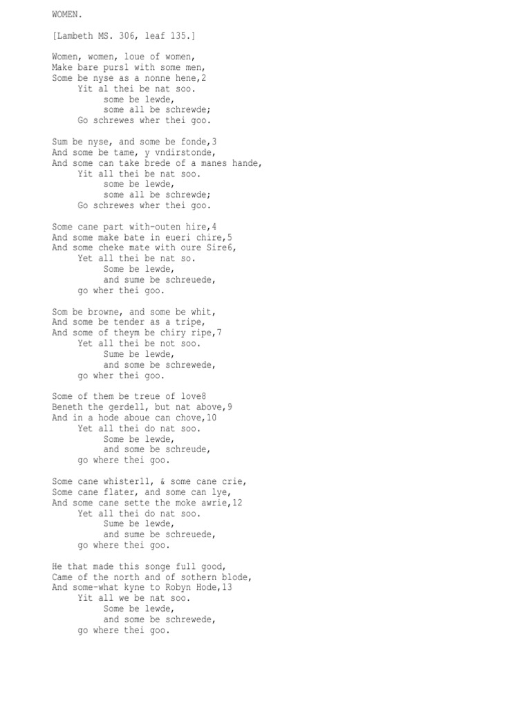 Women (medieval poem) | Robin Hood | Germanic Heroic Legends