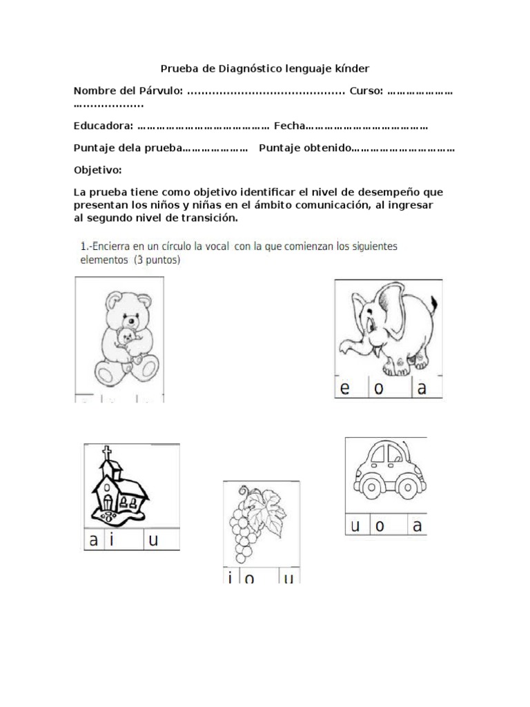 Prueba de Diagnostico Kinder | PDF